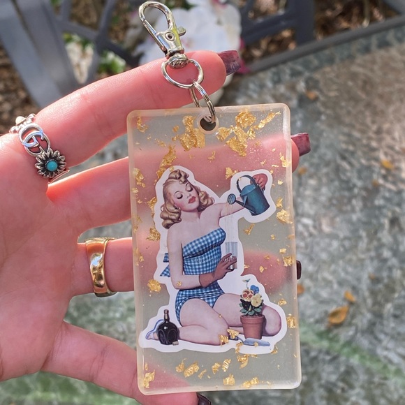 Accessories | Blonde Blue Gingham Vintage Pinup Girl Cartoon With ...